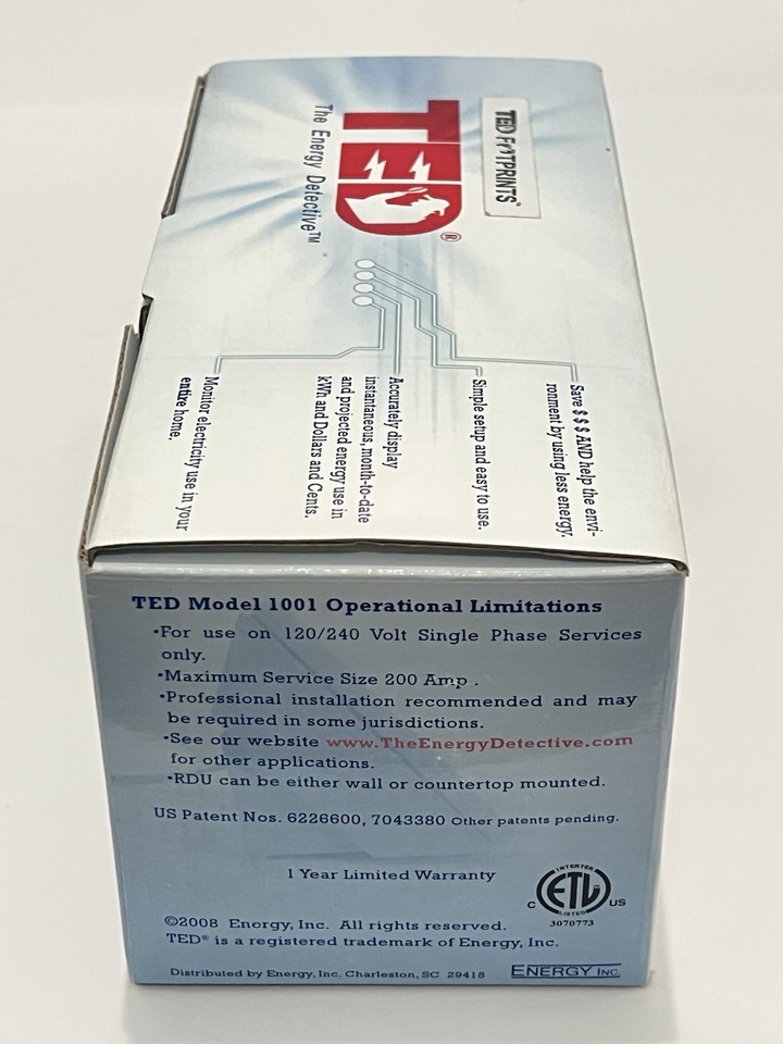 TED Model 1001 The Energy Detective Electricity Monitor TED1001 | eBay