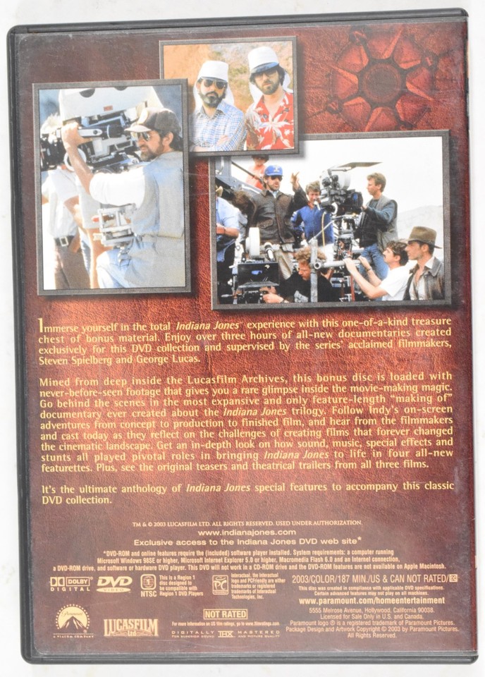 Indiana Jones Bonus Material (DVD, Paramount/Lucas Films, 2003) | eBay