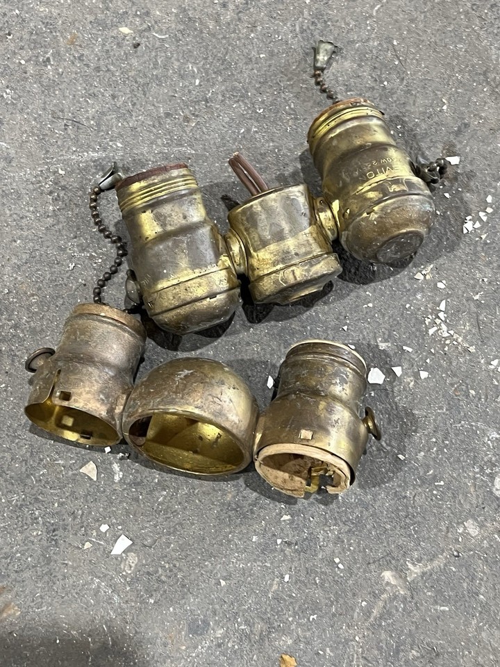 Antique Lamp Part Lot Double Cluster Stem Triple Cluster Light Benjamin ...