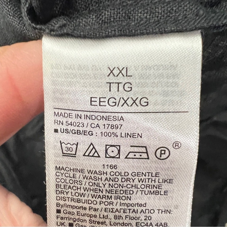Gap black 100% linen big button down top shirt size XXL B169 | eBay