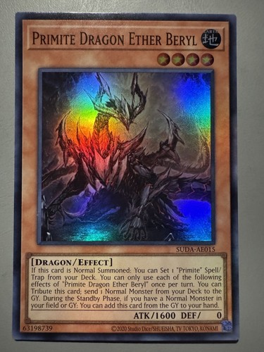 YUGIOH PRIMITE DRAGON ETHER BERYL ASIA ENGLISH EDITION SUDA-AE015 SUPER ...