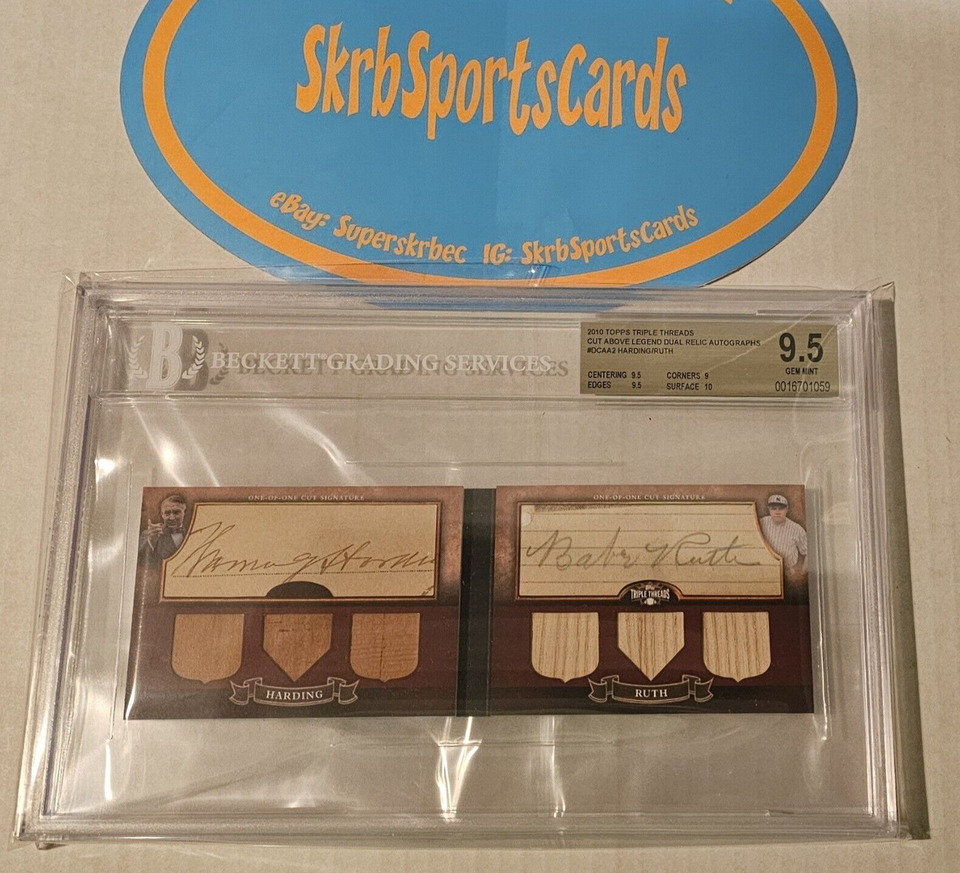 BABE RUTH President WARREN HARDING 2010 Topps Triple Threads Dual Auto ...