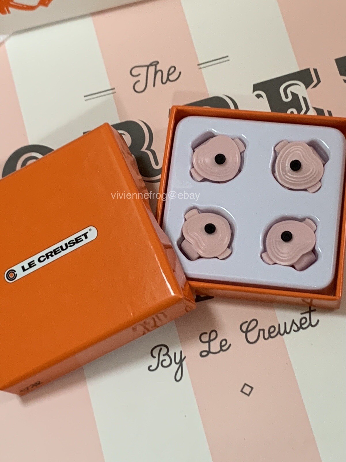 AUTHENTIC LE CREUSET PINK PLASTIC HEART POT PROTECTORS PINS CLIPS ...