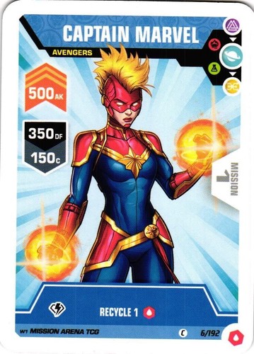 CAPTAIN MARVEL AVENGERS 6/192 Marvel Mission Arena TCG Collectible Card ...