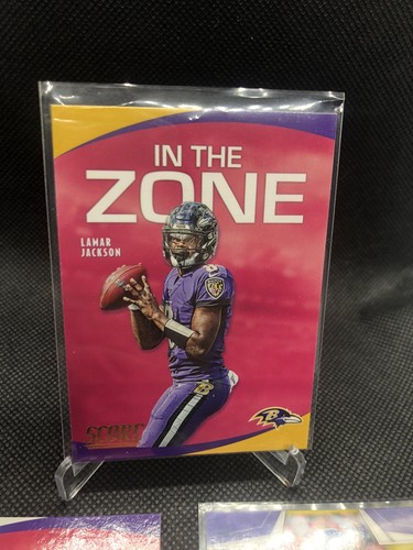 2020 Score LAMAR JACKSON In The Zone GOLD Parallel Card + Base + R & S ...