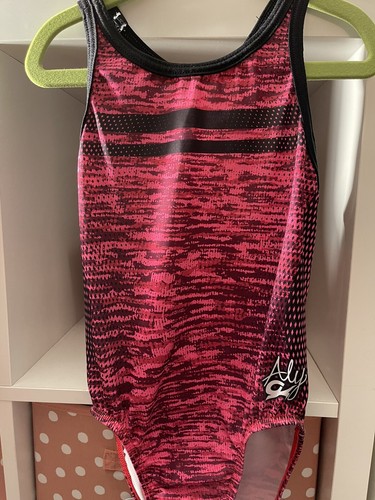 GK ELITE Aly RAISMAN Gymnastics dance LEOTARD Child Medium PINK BLACK ...