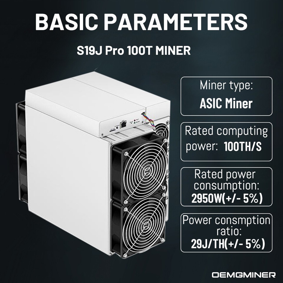 New Bitmain Antminer S19J Pro 100th/s 2950W Bicoin ASIC Miner quickly ...