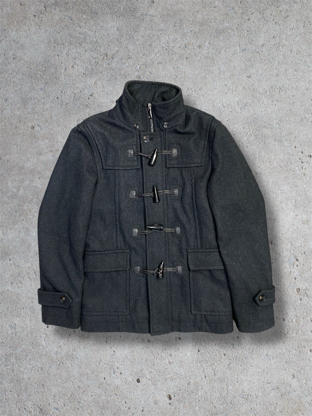 Vintage Zara Man Toggle Duffle Grey Coat Quilted Lini… - Gem