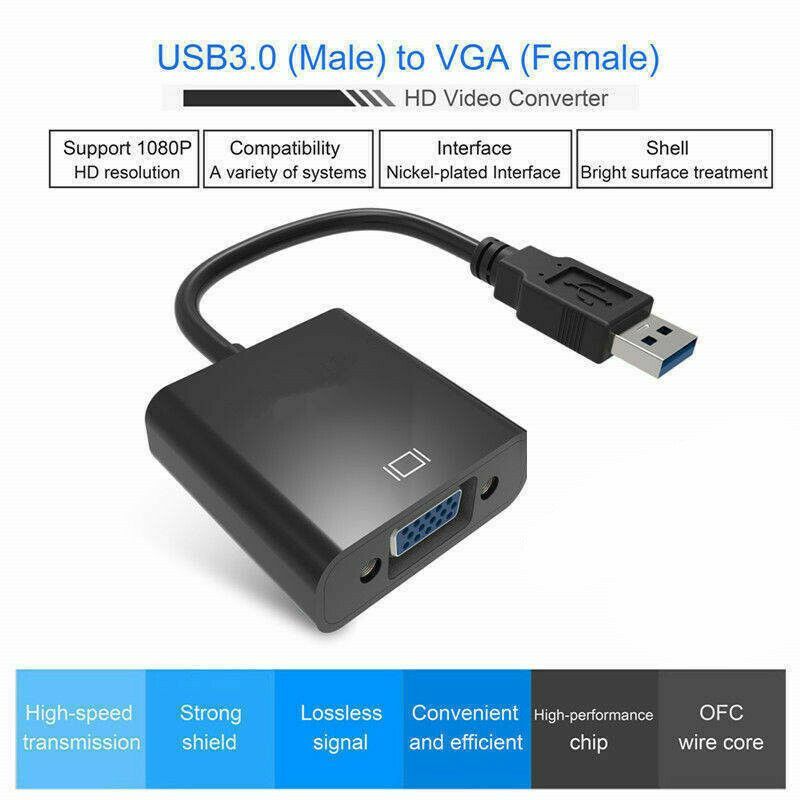 USB 3.0 to VGA Multi-Display Adapter Converter External Video Graphic ...