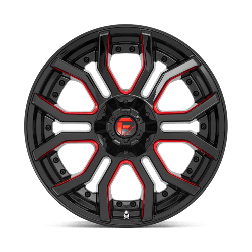 24X12 Fuel 1PC D712 RAGE 5X5.0/5.5 -44MM GLOSS BLACK RED TINTED CLEAR ...