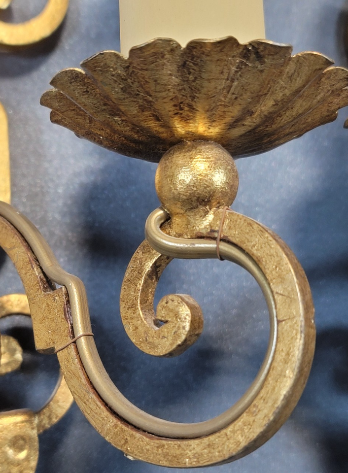 Pair of Ciani Gold Painted Metal French Scroll Style Sconces | eBay