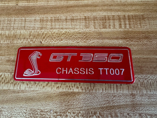 2007 - 2024 FORD MUSTANG SHELBY GT350 CHASSIS SERIAL NUMBER PLAQUE ...