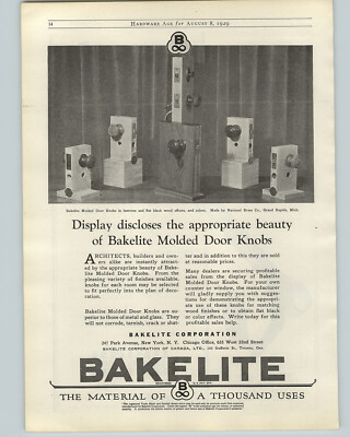 1929 PAPER AD Bakelite Corporation Molded Door Knobs Store Display ...