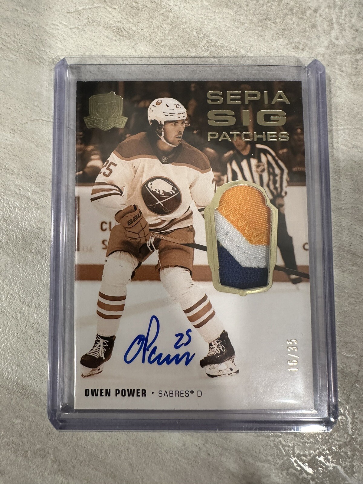 2022/23 UPPER DECK THE CUP OWEN POWER RC /35 AUTO RELIC SEPIA SIG ...