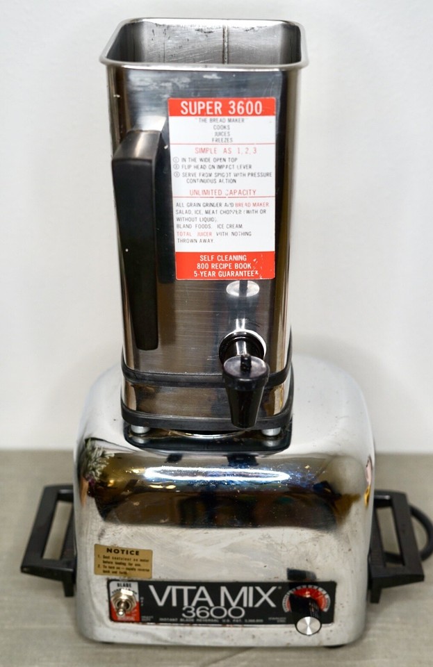 Vintage Vita-Mix Mixer 3600 Total Juicer Blender Stainless Steel No Lid ...