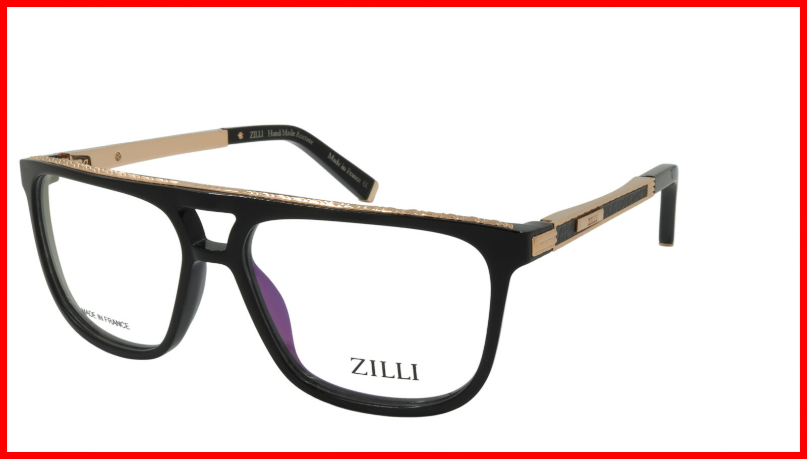 ZILLI Eyeglasses Frame Titanium Acetate Leather France Made ZI 60036 ...