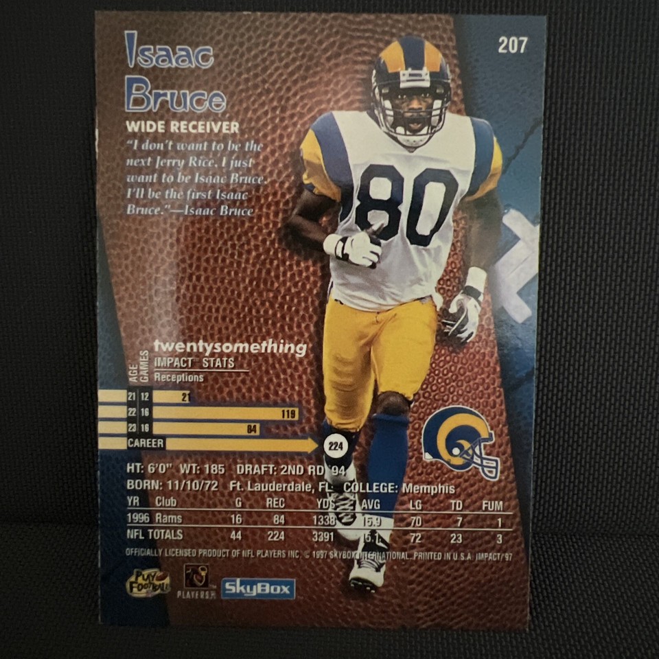 1997 Skybox Impact #207 Isaac Bruce HOF St Louis Rams NM-MINT | eBay