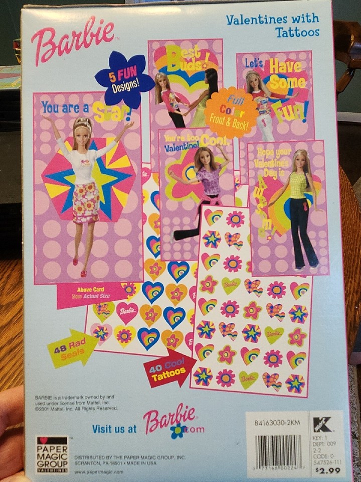 Barbie Valentine Cards with Tattoos 30 fold & seal vintage 2001 | eBay