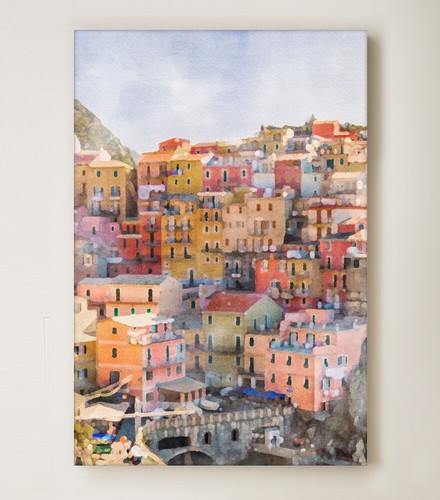 Italy City View Print Framed Canvas Wall Art Picture Living Room ...