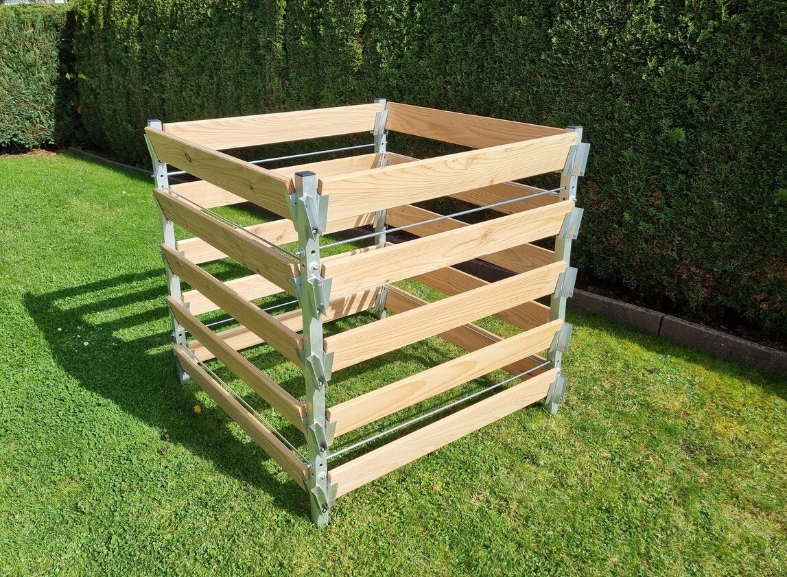 Alu Holz Komposter 90 x 90 x 100 Kompostbehälter