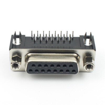 10Pcs D-SUB 15 Pin Female PCB Connector 2 Row DB15F Right Angle Socket ...