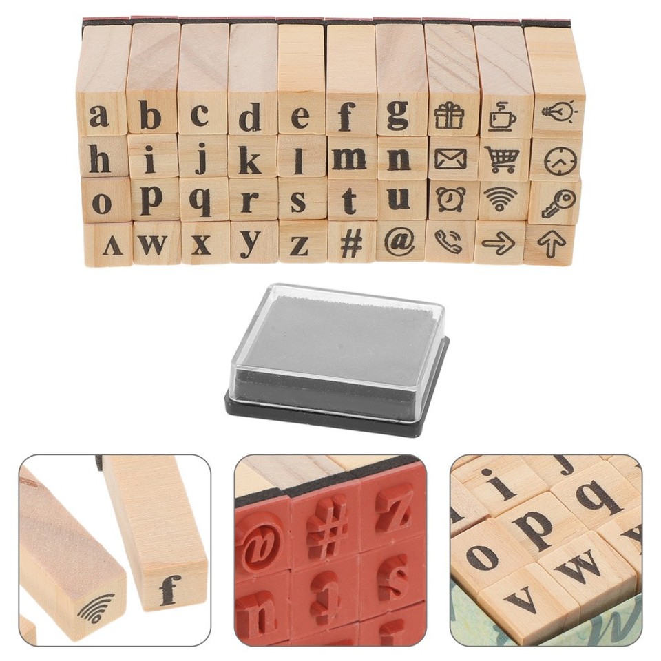 1 Set Alphabet Wooden Stamps - Decorative Letter Stamps For Scrapbook ...
