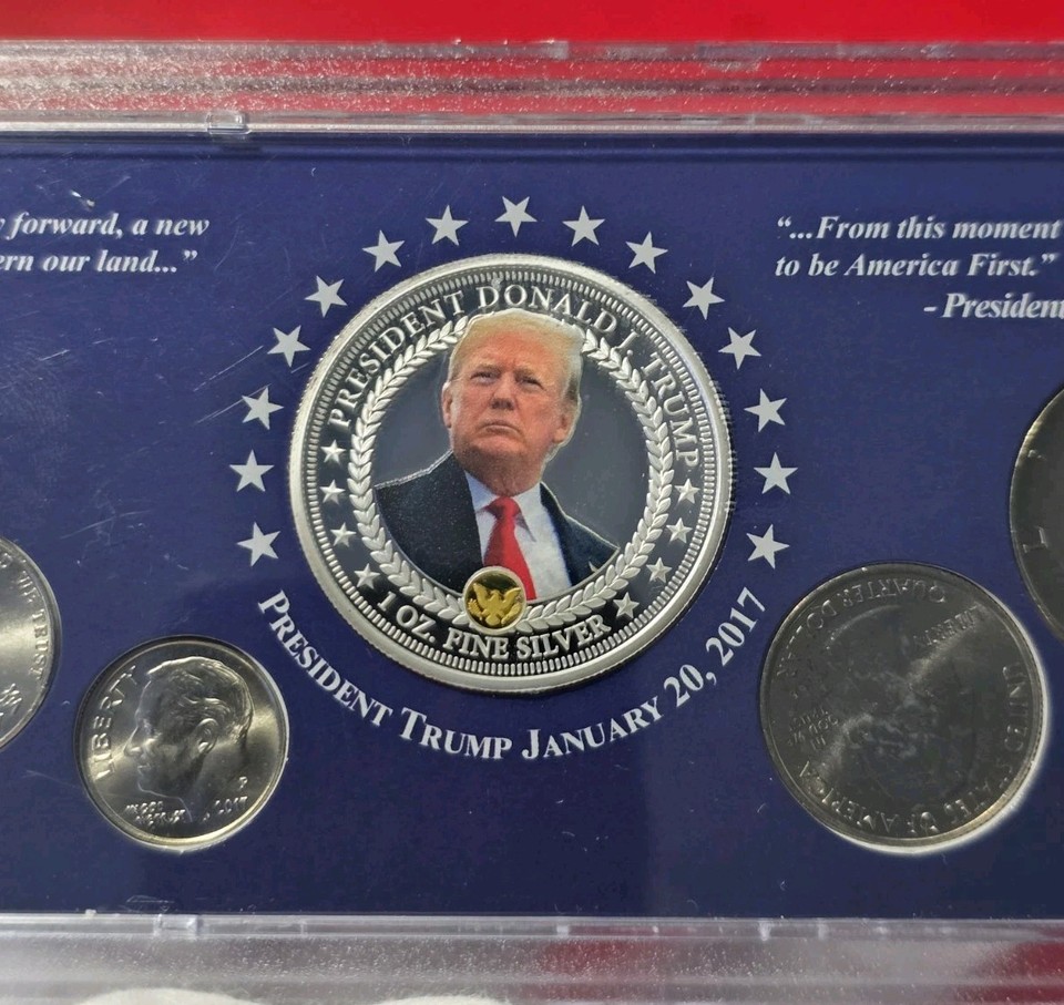 2017 Donald Trump 1oz .999 Fine Silver Colorized Proof Round Sealed w ...