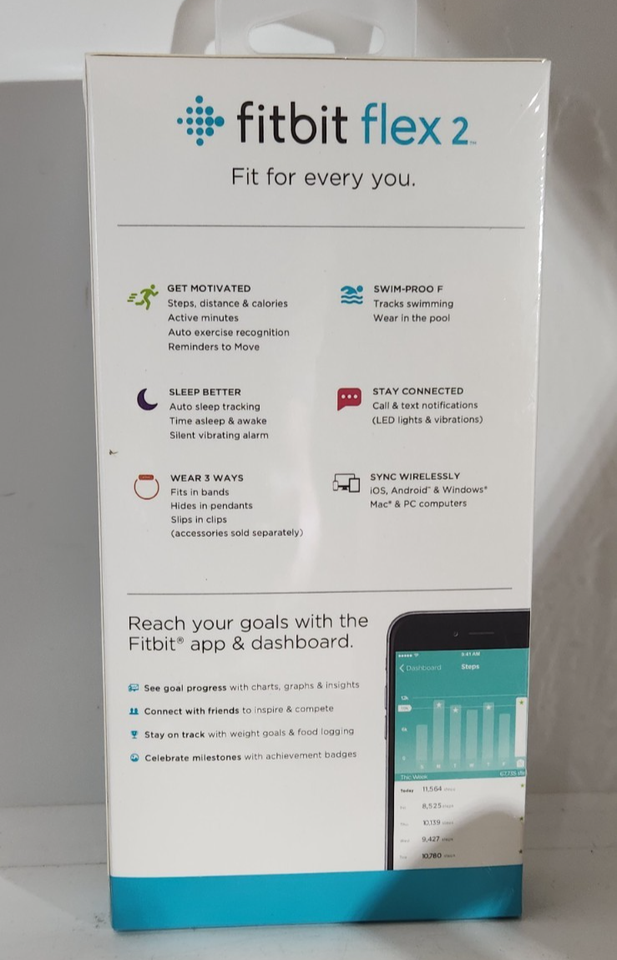 NEW Fitbit Flex 2 Health Activity Sleep Tracker Sports S & L Band ...