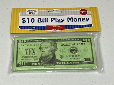Learning Advantage Play Money $10 Bill Set of 100, Realistic Feel | eBay