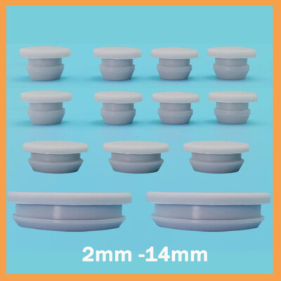 Grey Silicone Rubber Hole Plugs Snap-on Blanking End Caps Seal Stopper ...
