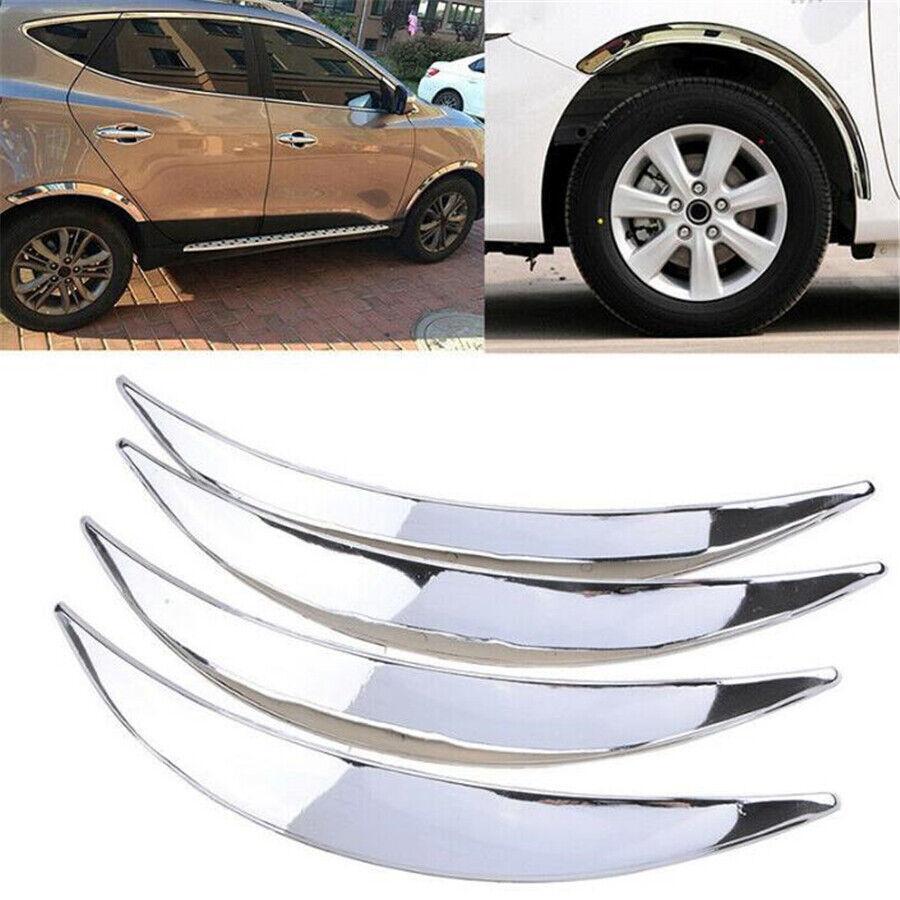 4Pcs Chrome Car Fender Flares Wheel Eyebrow Arch Trim Lip Anti-scratch ...