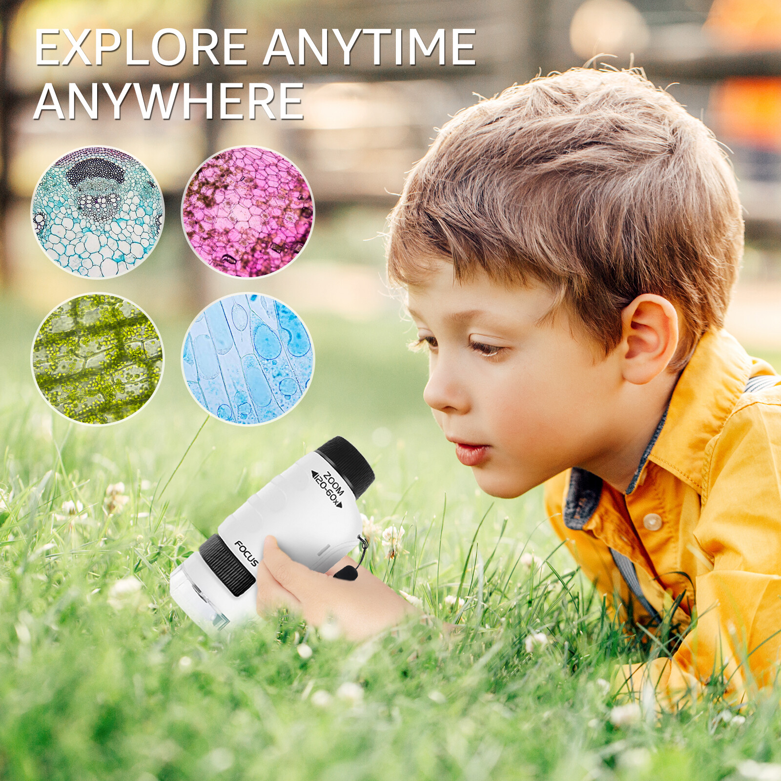 Mini Portable Microscope Kids Microscope with LED Light Small Pocket ...