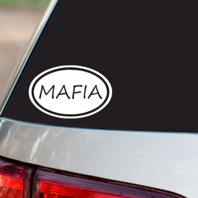Mafia Sticker Gangster Hustler oval euro all chrome & regular vinyl ...
