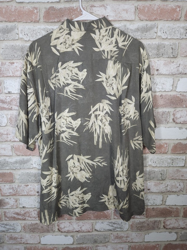 Tommy Bahama Men's Short Sleeve Silk Hawaiian Hula Girl Bamboo Button ...
