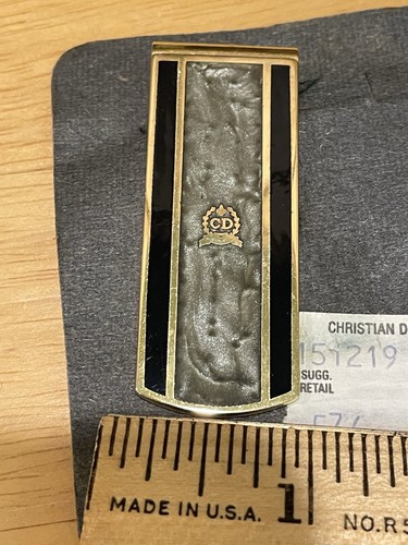 Christian Dior Vintage Money Clip 151219 Crest Enamel On Gold Tone | eBay