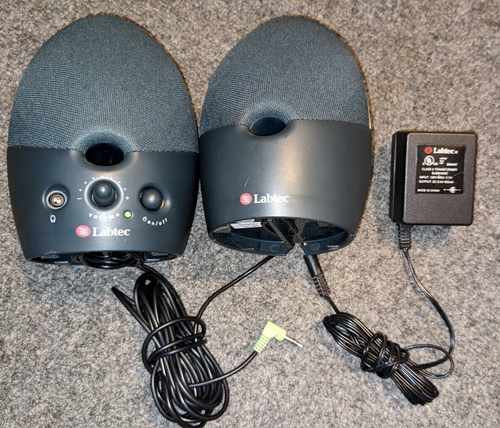 Labtec Spin-55 Multi-purpose Stereo Speaker Pair Black Tested Sounds ...