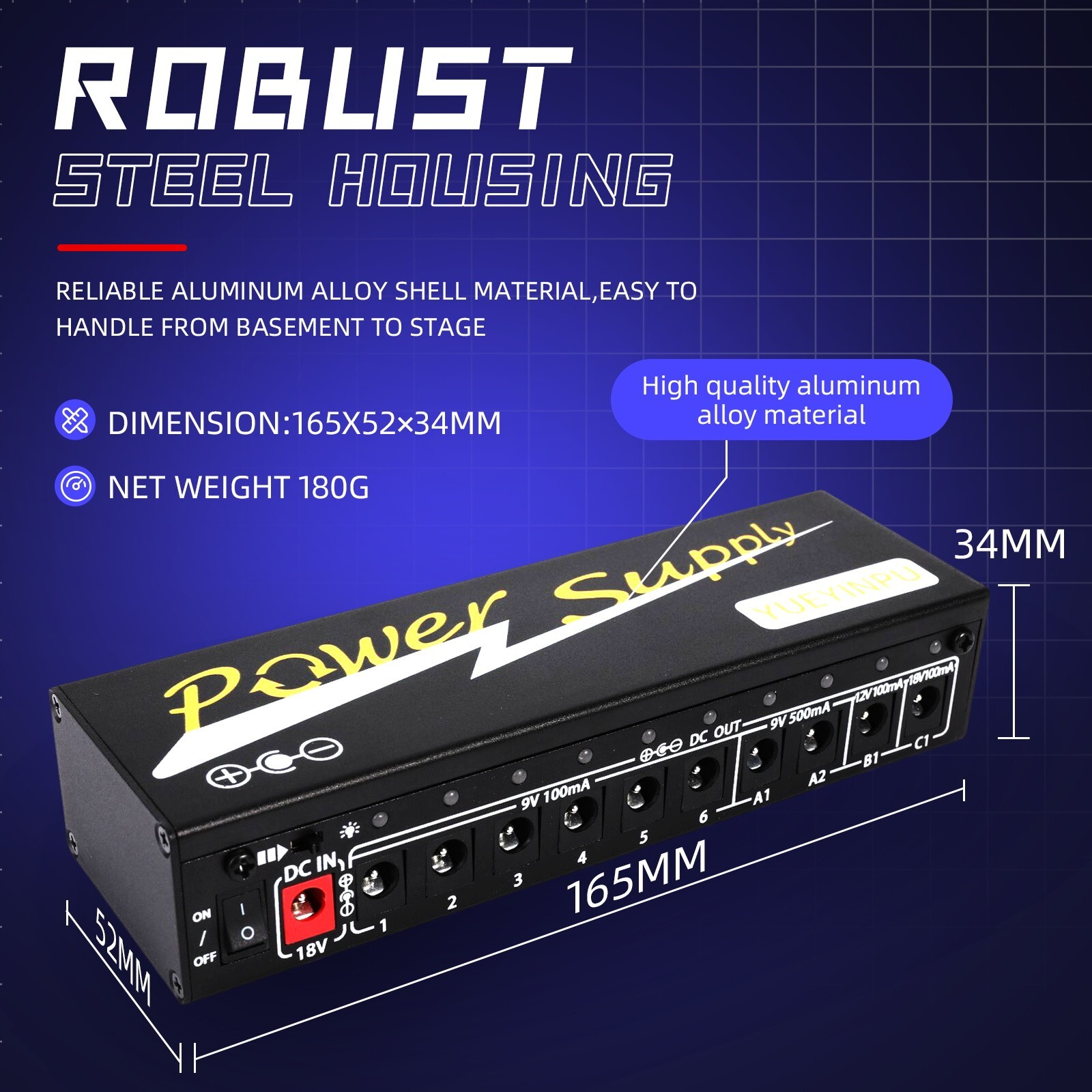 Power Supply For Guitar Effect Pedals 10 Isolated Outputs 9V 12V 18V | eBay