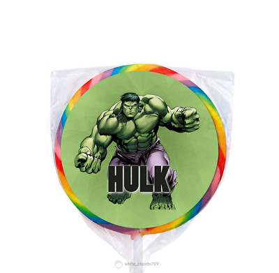 24 Marvel Hulk Super Hero 1.67" Sticker Labels for Bag Lollipop Party ...