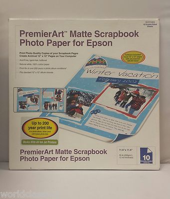 EPSON SCR1003 Matte Computer Scrapbook Paper 11.6"x11.6" 55 lb 12 mil ...