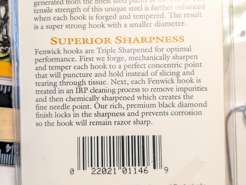 5 LOT FENWICK TRIPLE SHARPENED BASS WORM 27 HOOKS BARBED SIZE 2/0 HIGH ...