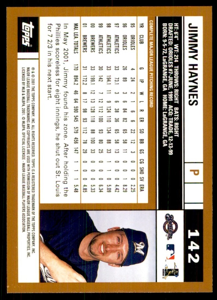 2002 Topps Jimmy Haynes Baseball Cards #142 | eBay