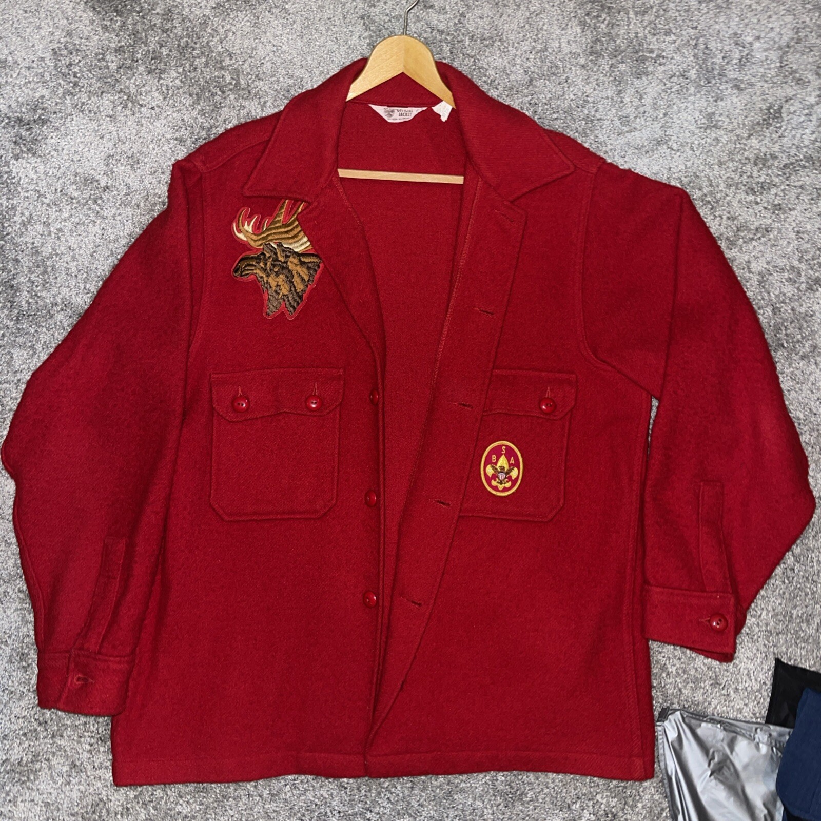 VINTAGE WOOL JACKET Boy Scouts Of America Official Jacket Size 46 Moose Patch | eBay