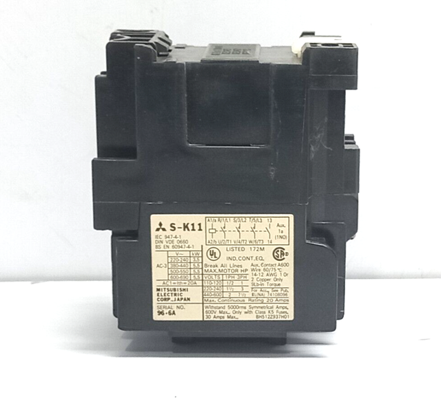 Mitsubishi S-K11 Contactor TH-K12AB Overload Relay 1.7 - 2.5A Trip 100 ...