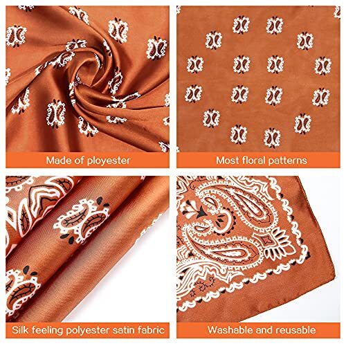 DOOBO 3 Pcs 27.5 Inches Satin Head Scarf Hair Scarf Silk Caramel,blue ...