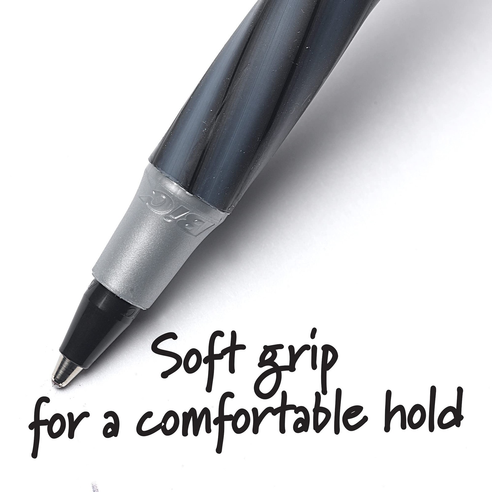 BIC Round Stic Grip Xtra Comfort Ballpoint Pen, Fine Point (0.8mm ...