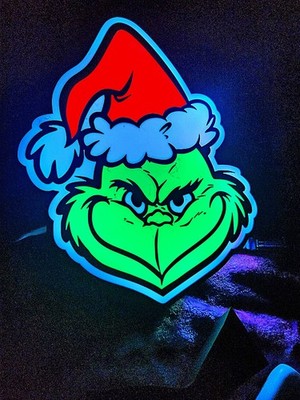 Grinch Christmas LED Light 9” USB Powered Glow Sign | Holiday Decor ...