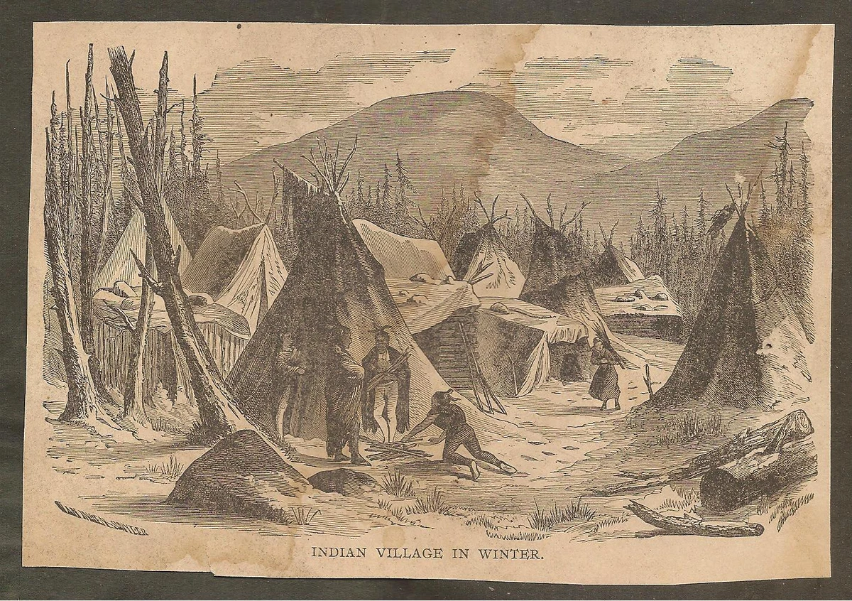 Native American Village Drawing