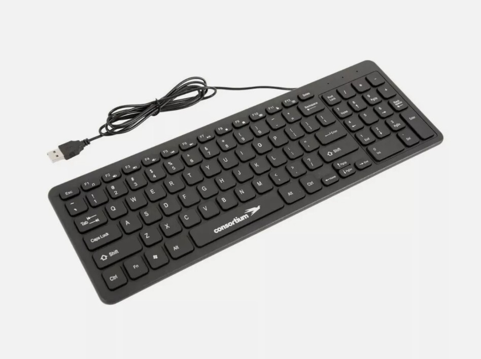 USB WIRED STYLISH SLIM QWERTY KEYBOARD UK LAYOUT FOR PC DESKTOP ...