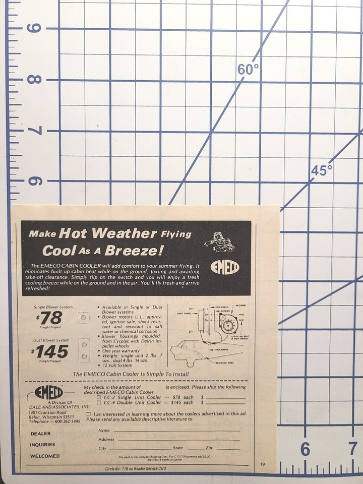 Emeco Airplane Cabin Cooler Beloit WI Hot Weather Flying Vintage Print ...