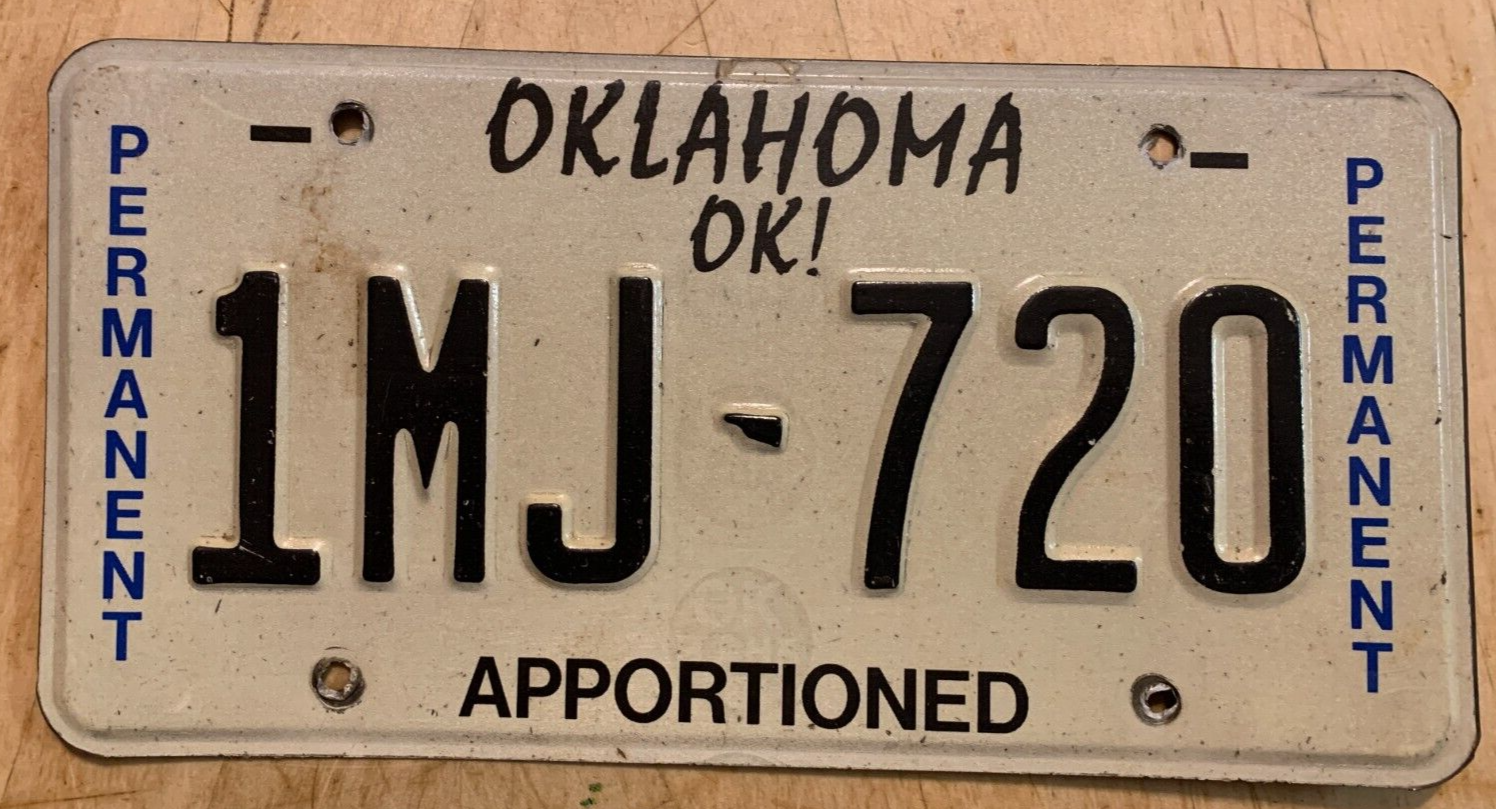 OKLAHOMA IS OK PERM. APPORTIONED SEMI IRP PRO RATE LICENSE PLATE " 1 MJ ...